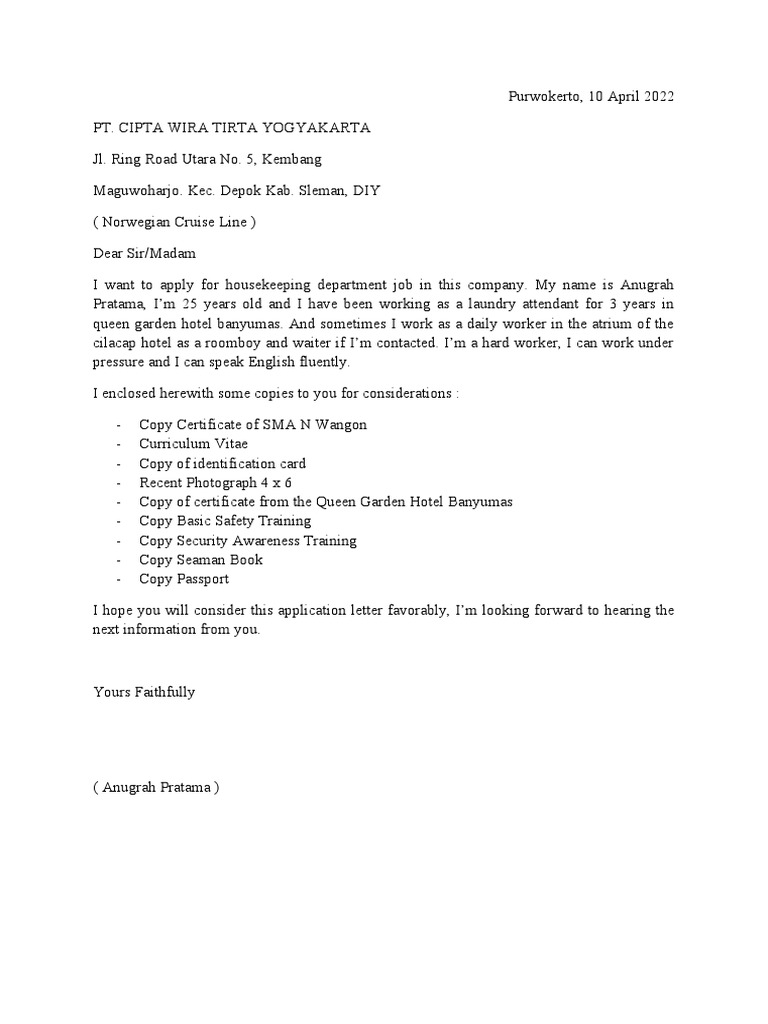 Anugrah Pratama-Cover Letter | PDF | Career & Growth