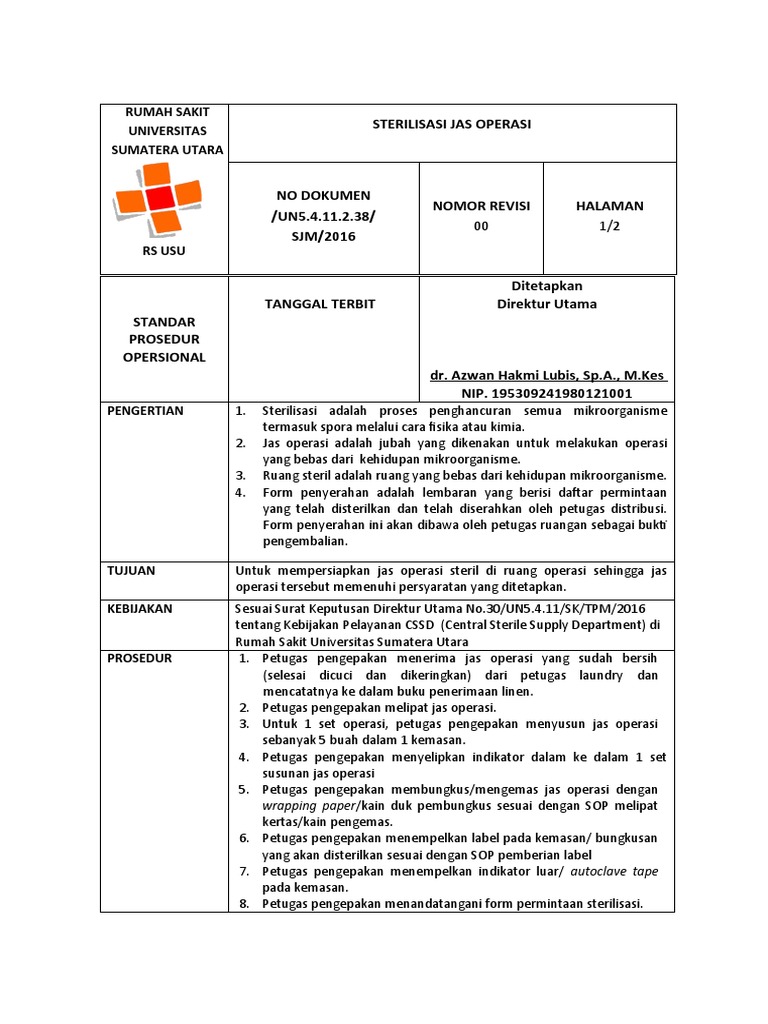 Sterilisasi Jas Operasi | PDF