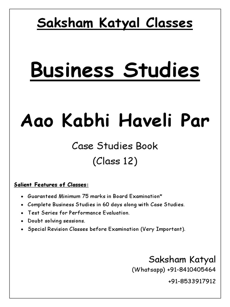 Business Studies Case Studies Book | PDF | Employment | Sales