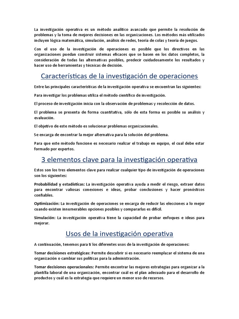 Que Es Investigacion Operativa | PDF | La investigación de operaciones ...