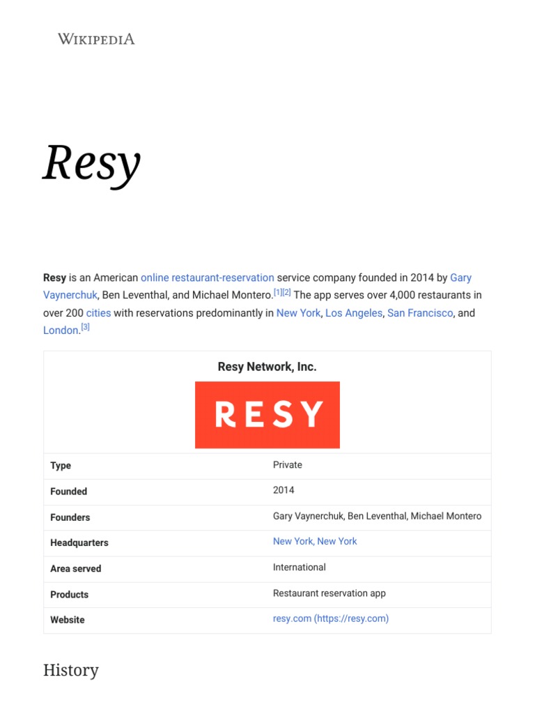 Resy - Wikipedia | PDF | Companies Of The United States | Companies