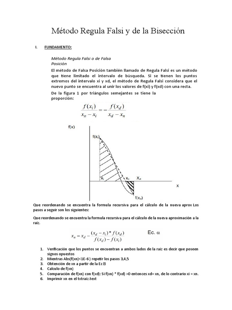 Método Regula Falsi y de La Bisección - Practica | PDF | Algoritmos ... Método Regula Falsi y de La Bisección - Practica | PDF | Algoritmos ...