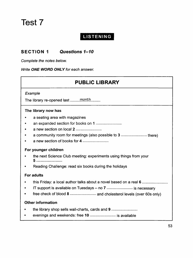 Cam 12 Test 7 Listening | PDF