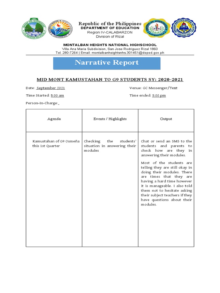 G9 MID-YEAR CHECK-IN REPORT | PDF | Communication