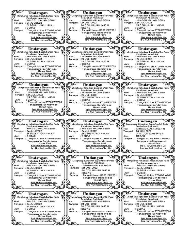 Contoh Undangan Walimatul Ursy Pdf