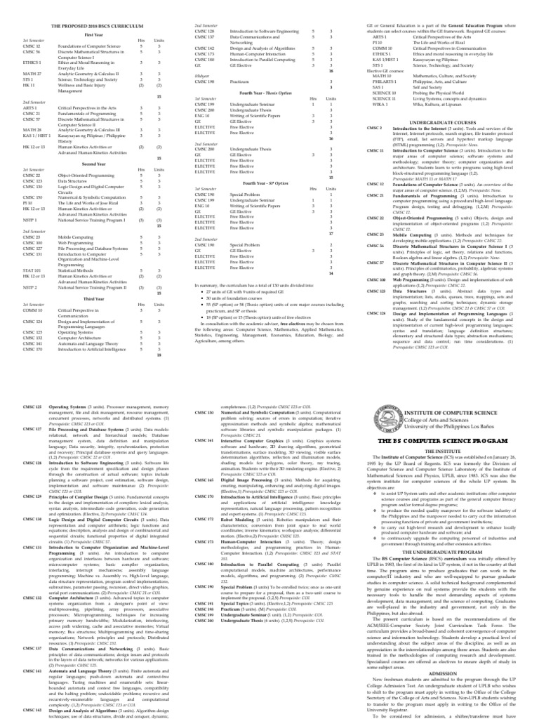 The 2018 BSCS CURRICULUM | PDF | Computer Science | Programming