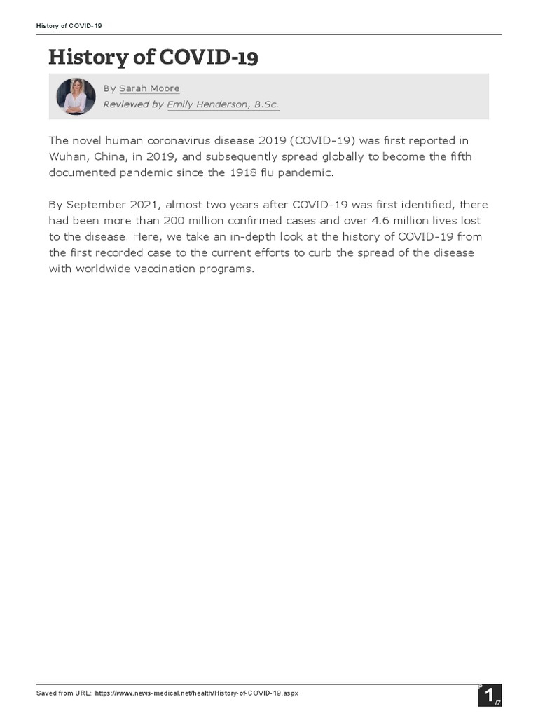 History of COVID 19 | PDF | Pandemic | World Health Organization