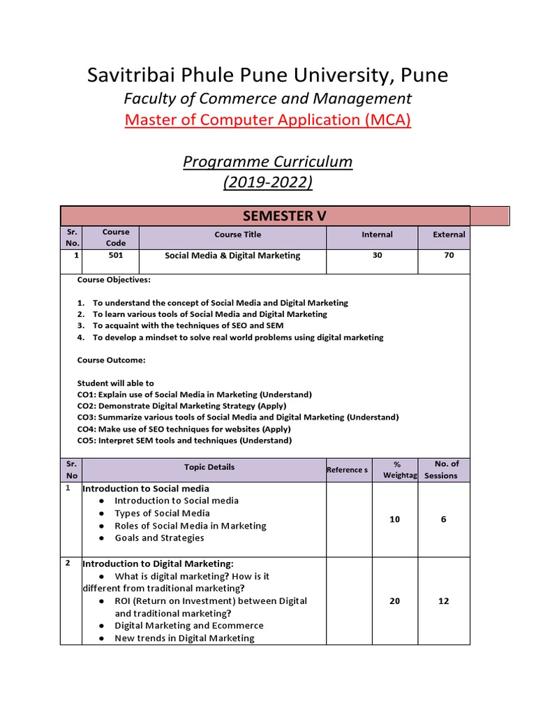 Revised Syllabus of Third Year MCA (3 Year) Course 2019 Patt. Sem V ... Revised Syllabus of Third Year MCA (3 Year) Course 2019 Patt. Sem V ...