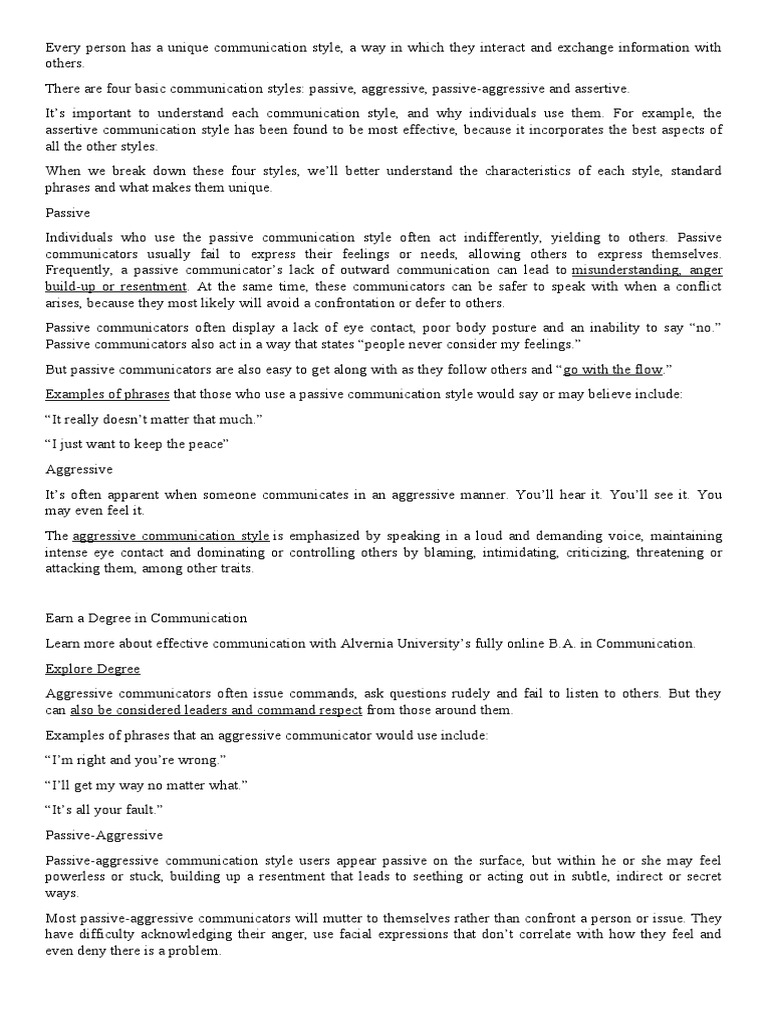 Argumentative Communication Types | PDF | Communication | Aggression