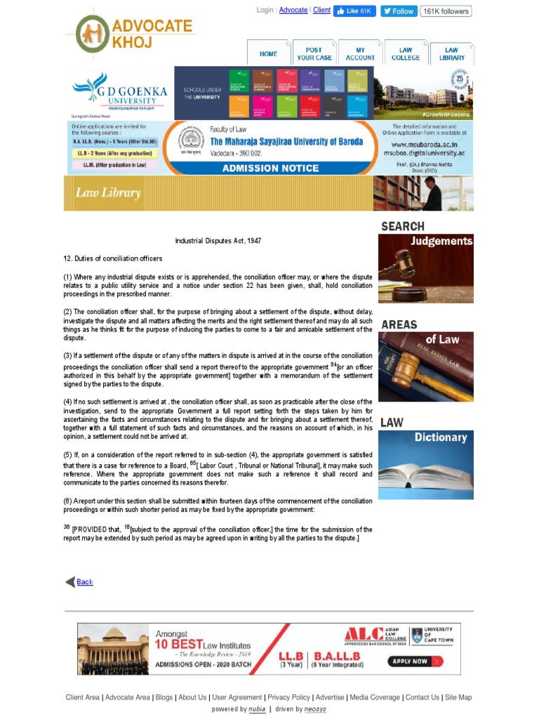 Duties of Conciliation Officers Industrial Disputes Act, 1947 Bare Acts ...