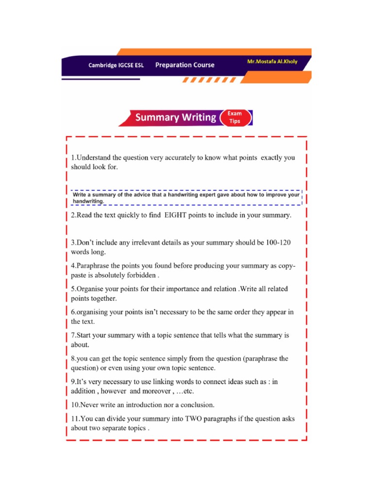IGCSE English - Summary Writing | PDF