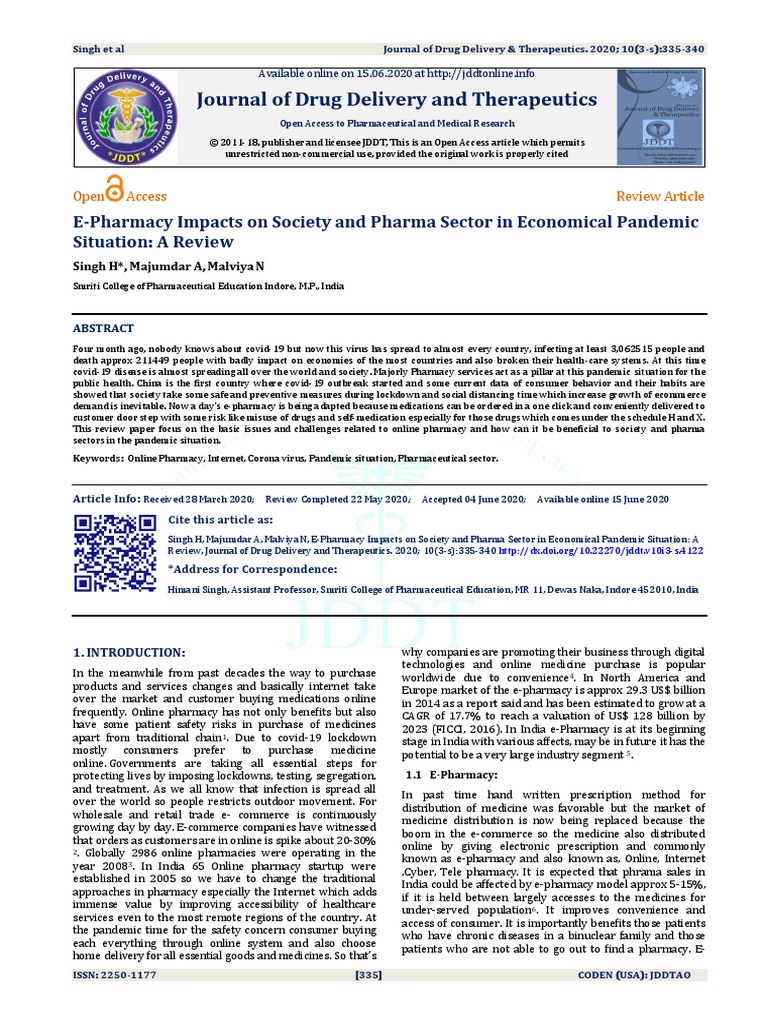 E-pharmacy Impacts on Society and Pharma Sector In | PDF | Pharmacy ...
