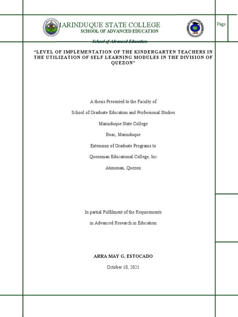 Advance Research - Chapter1-3 | PDF | Learning | Teachers