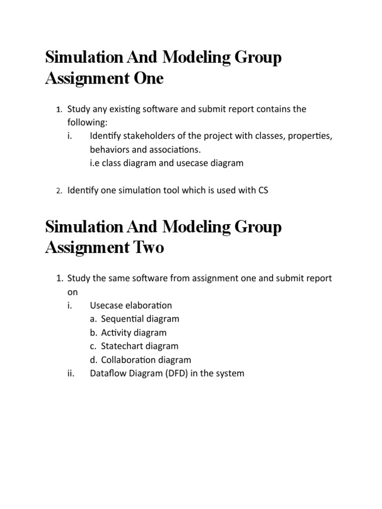 Simulation and Modeling Group Assignments | PDF