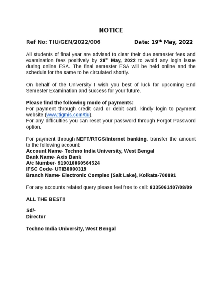 433 Notice Fees | PDF
