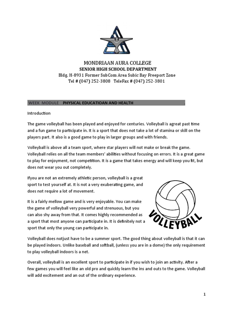 Week 1 Module Grade 11 | PDF | Volleyball | Sports