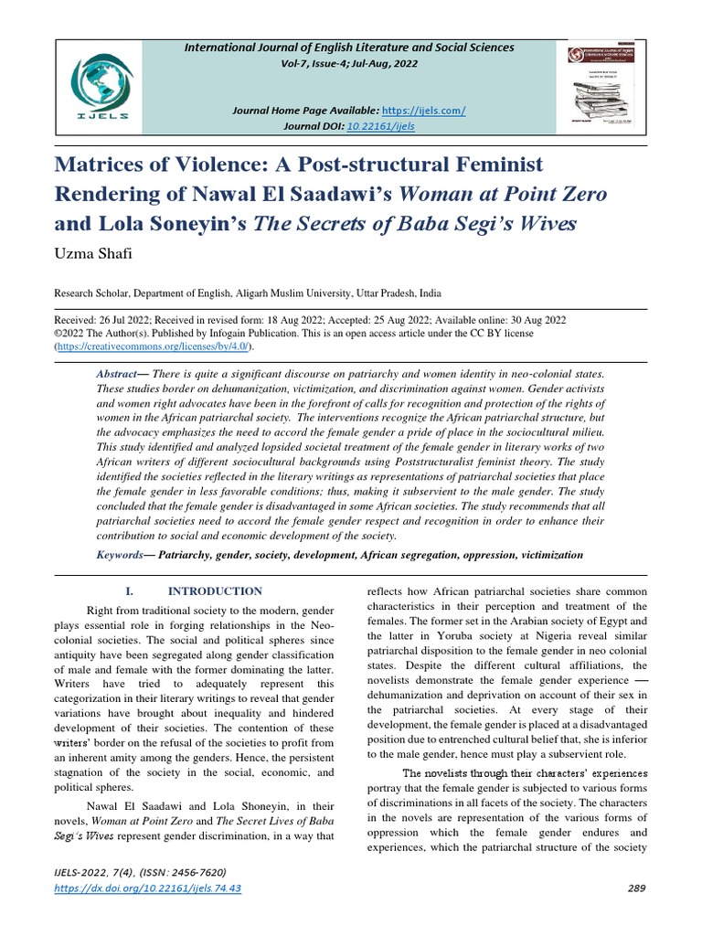 Matrices of Violence: A Post-Structural Feminist Rendering of Nawal El ...