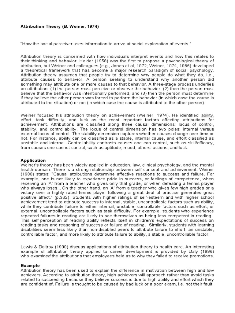 Attribution Theory | PDF