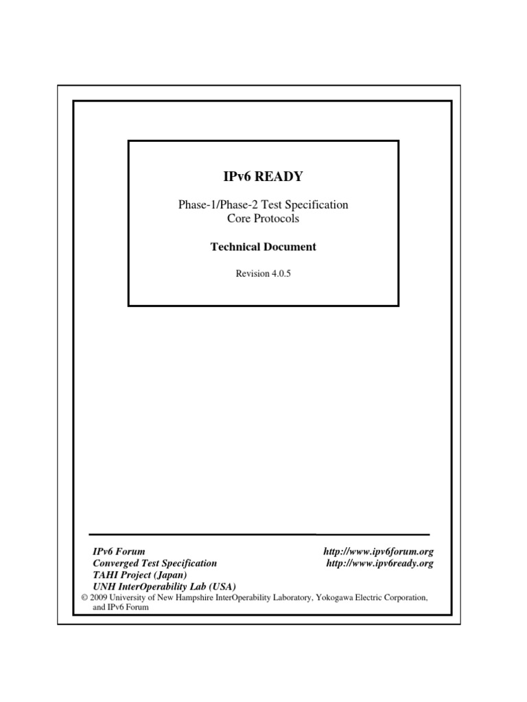 IPv6 Ready Test Specification Core Protocolsv4 0 5 | PDF | I Pv6 ...