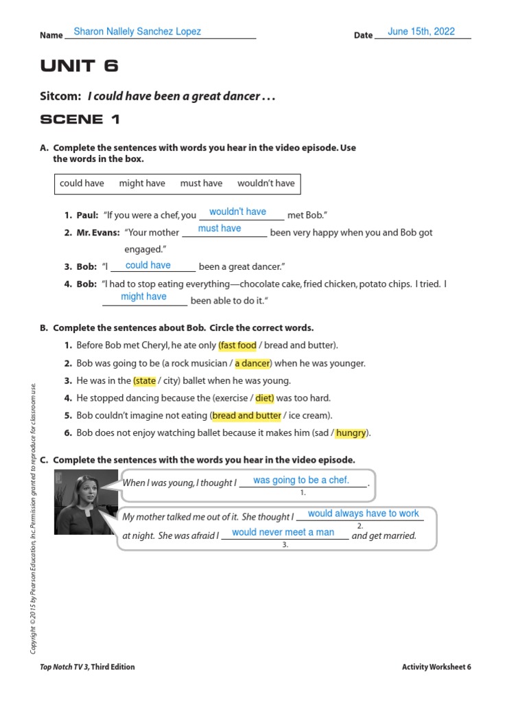 UNIT 06 TV Activity Worksheets | PDF