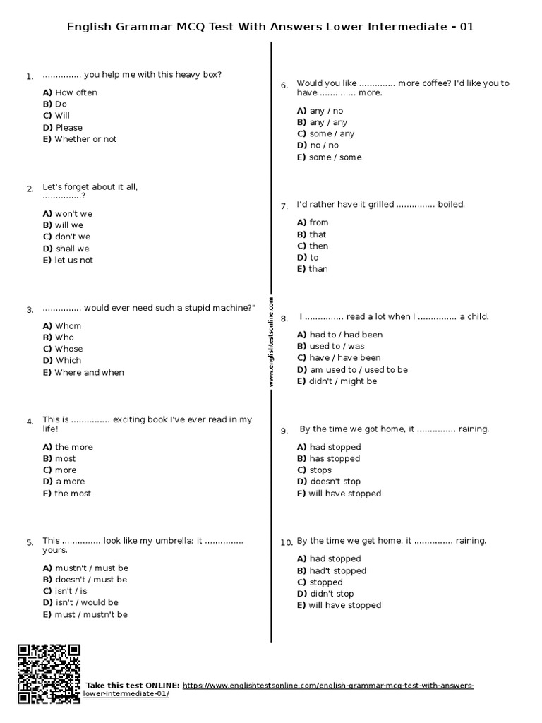 Mastering English Grammar: An Accurate Multiple Choice Question Test ... Mastering English Grammar: An Accurate Multiple Choice Question Test ...