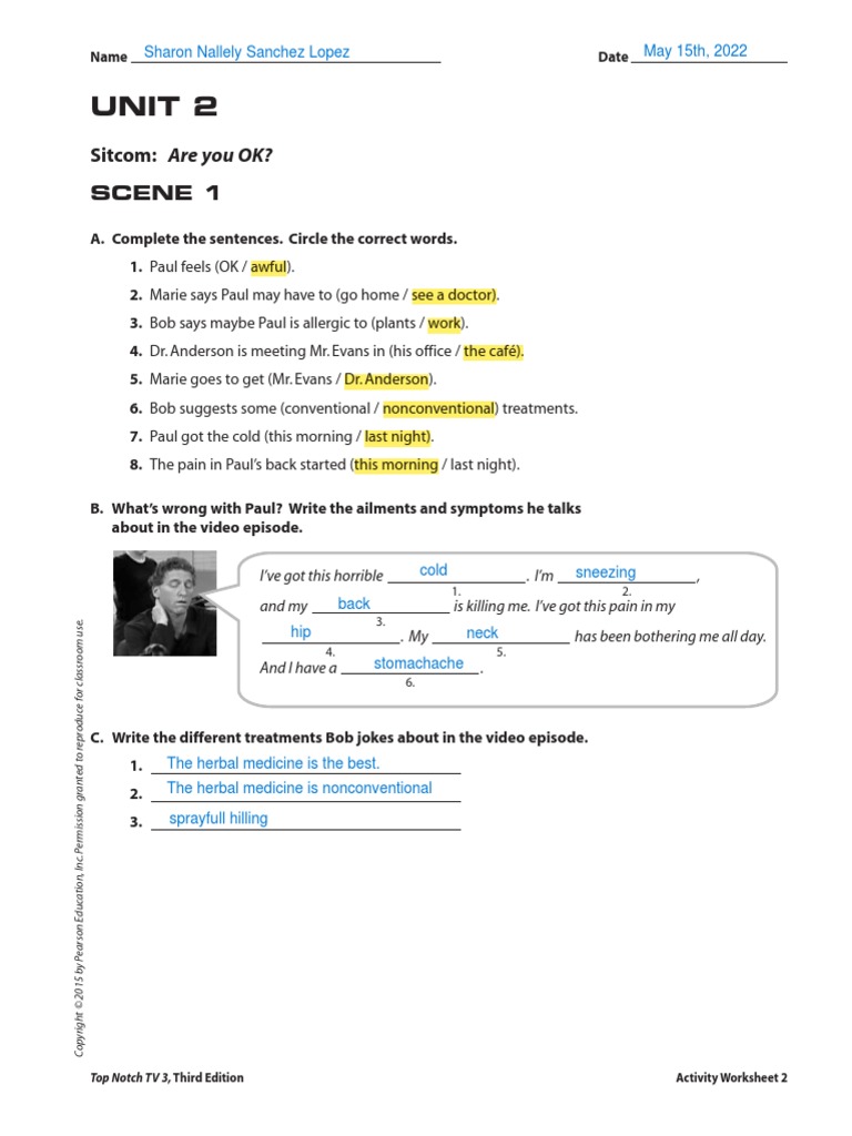 UNIT 02 TV Activity Worksheets | PDF | Medicine