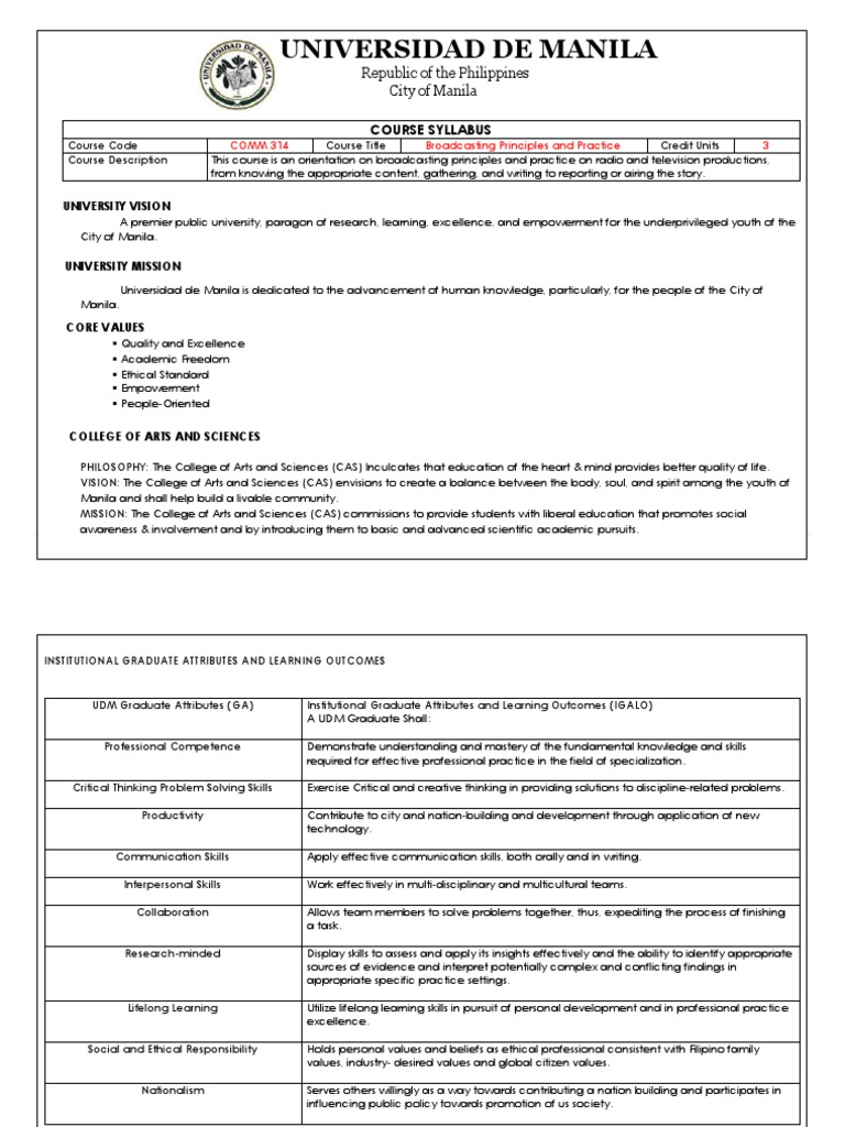Broadcasting Principles and Practice Syllabus | PDF | Communication ...
