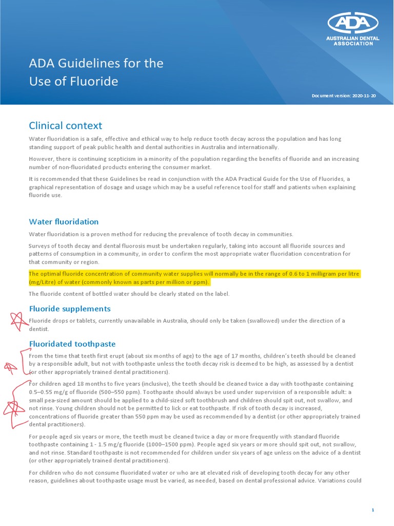 1 ADA-guidelines-use-of-fluoride | PDF | Clinical Medicine | Dentistry