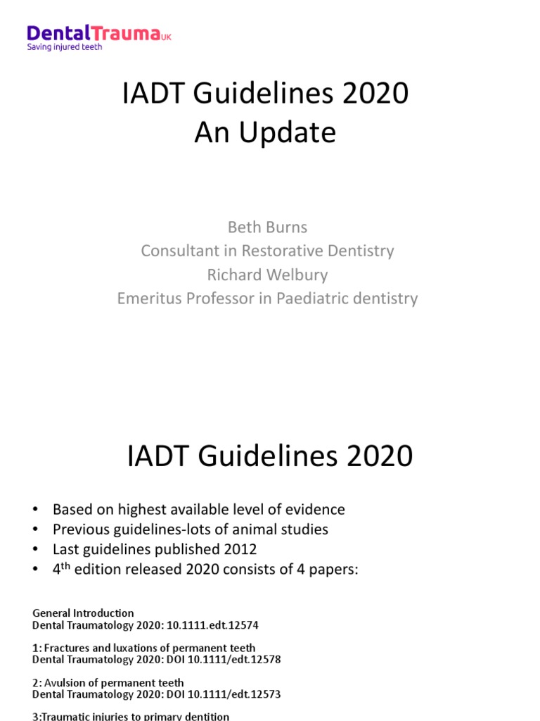 IADT 2020 Dental Trauma Guidelines Update | PDF | Medicine | Medical ...