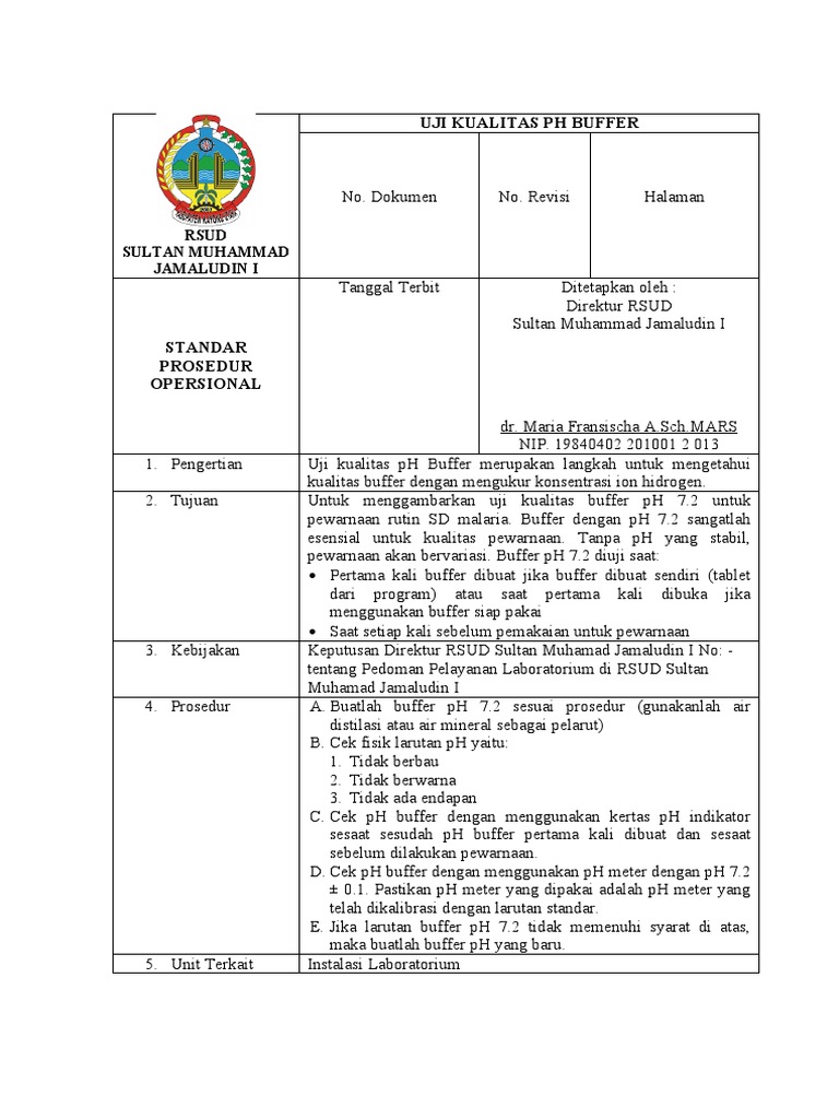 SOP 11. Uji Kualitas PH Buffer | PDF | Pengembangan Diri | Kesehatan Holistik