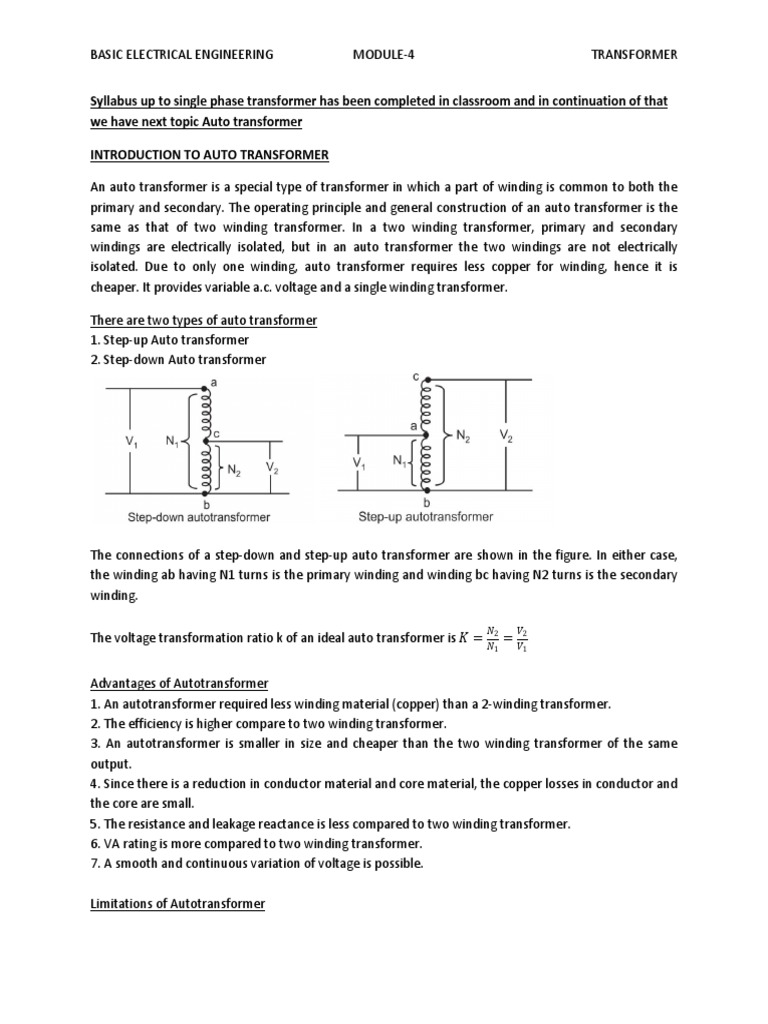BEE Module 4 Transformer | PDF | Transformer | Electromagnetic Induction