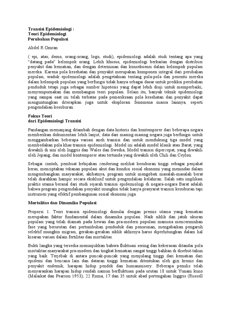 Transisi Epidemiologi | PDF