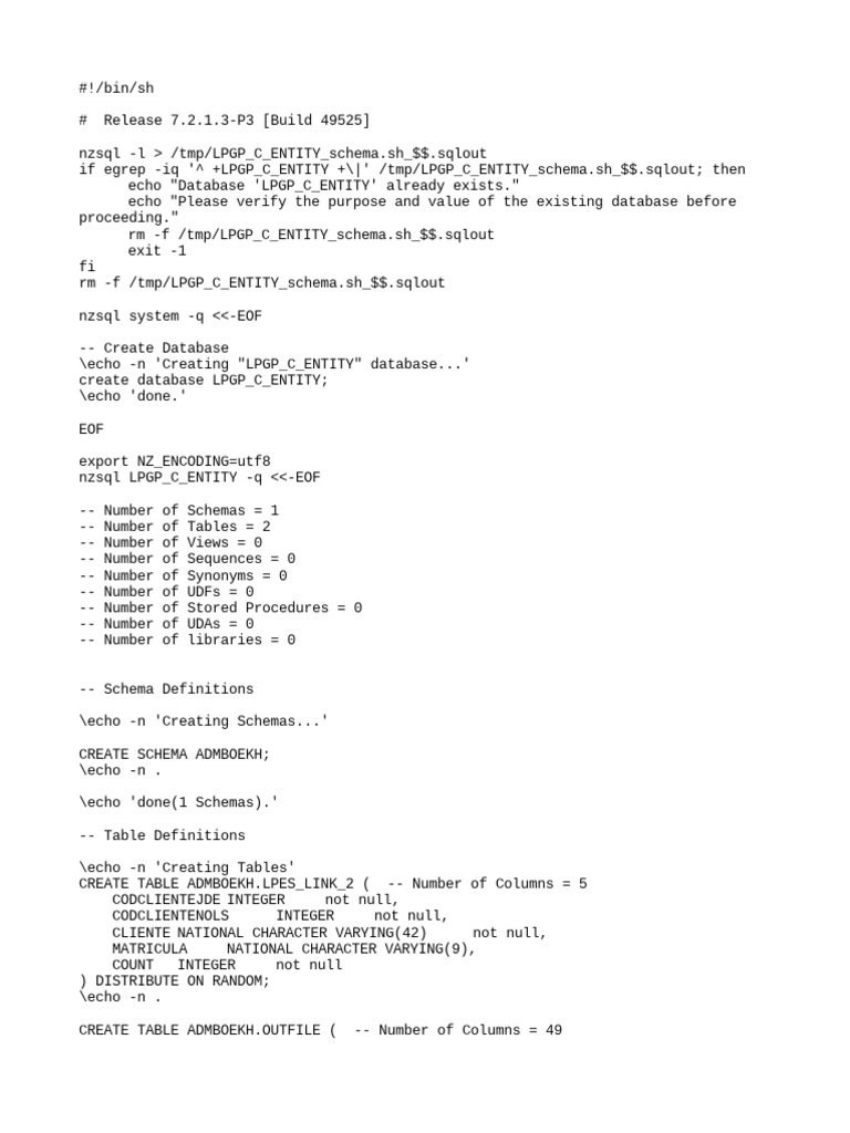 Create LPGP_C_ENTITY Database Script | PDF | Statistics | Information ...