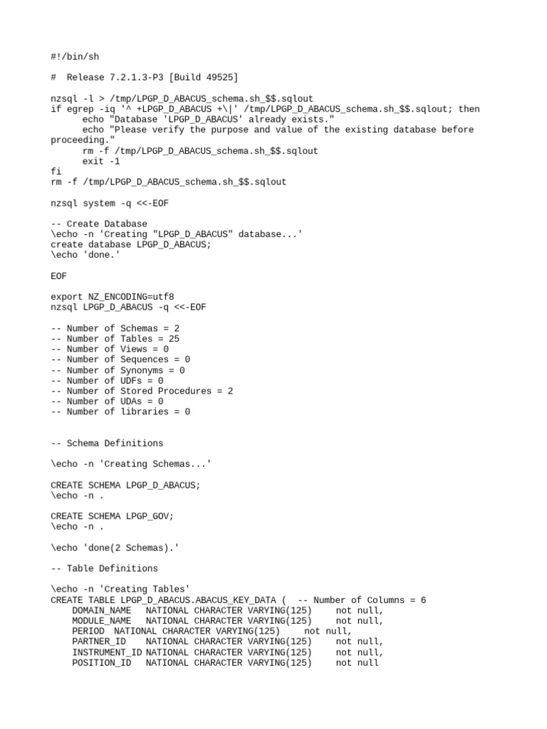 Database Schema Creation Script for the LPGP_D_ABACUS Project | PDF | Computer Science | Sql