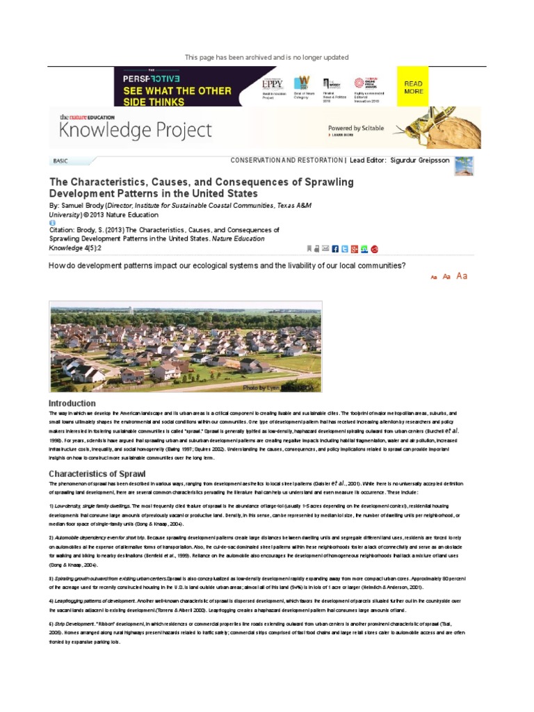 Characteristics, Causes, and Consequences | PDF | Urban Sprawl ...
