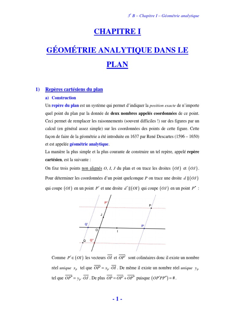 3eb Ch1 Geometrie Analytique | PDF | Coordonnées cartésiennes ...