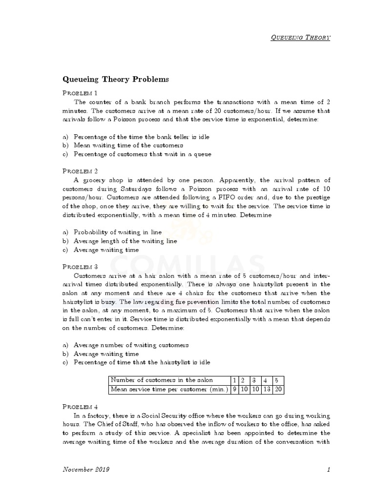Queueing Theory Problems | PDF Queueing Theory Problems | PDF