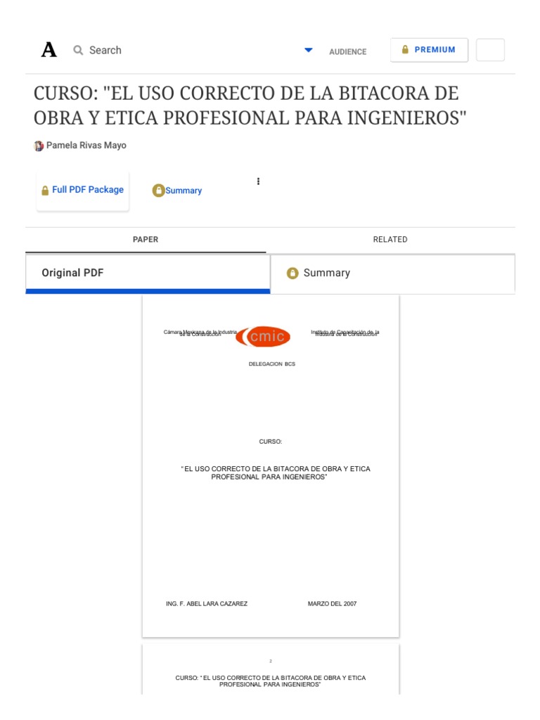 (PDF) CURSO - EL USO CORRECTO DE LA BITACORA DE OBRA Y ETICA PROFESIONAL PARA INGENIEROS ...