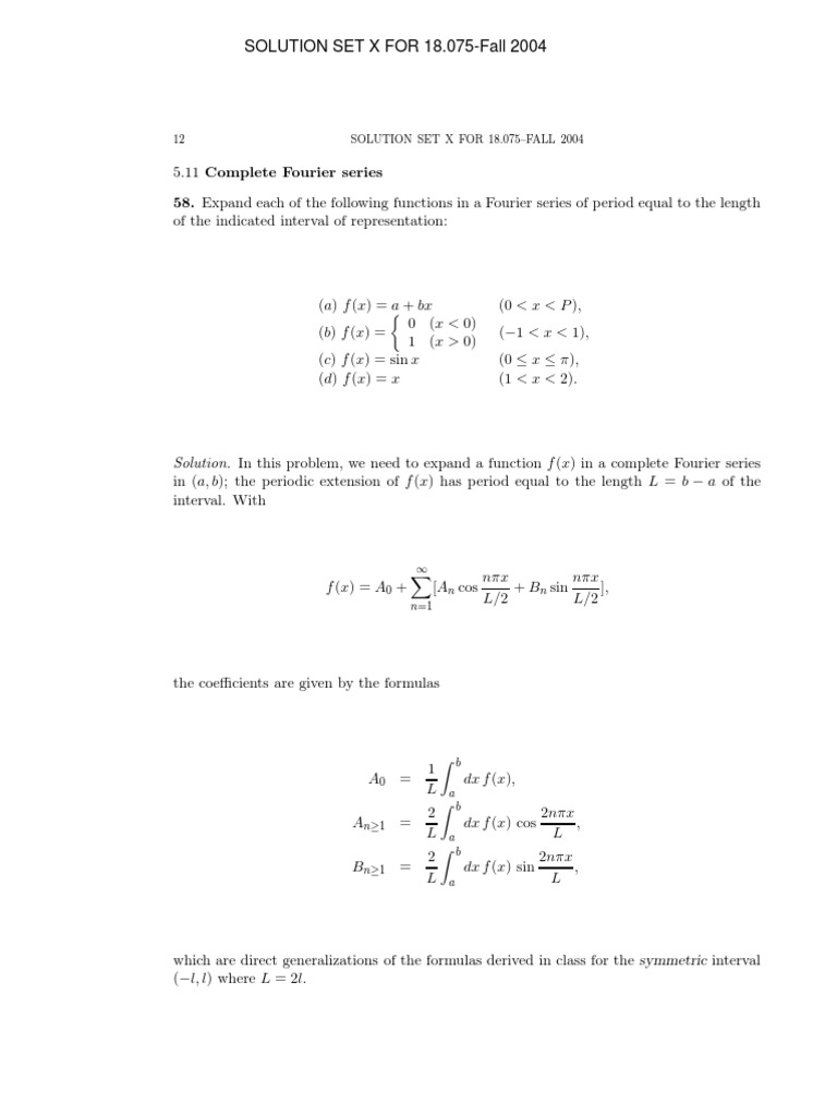 Fourier Series Solved Problems | PDF | Fourier Series | Complex Analysis