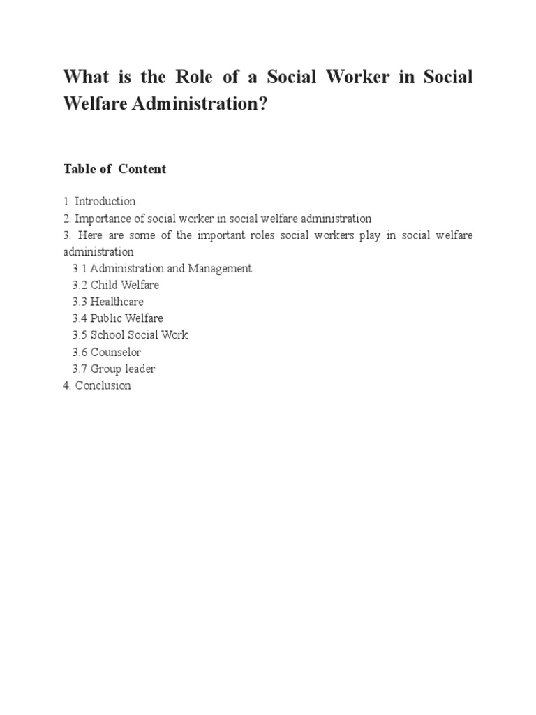 What Is The Role of A Social Worker in Social Welfare Administration ...