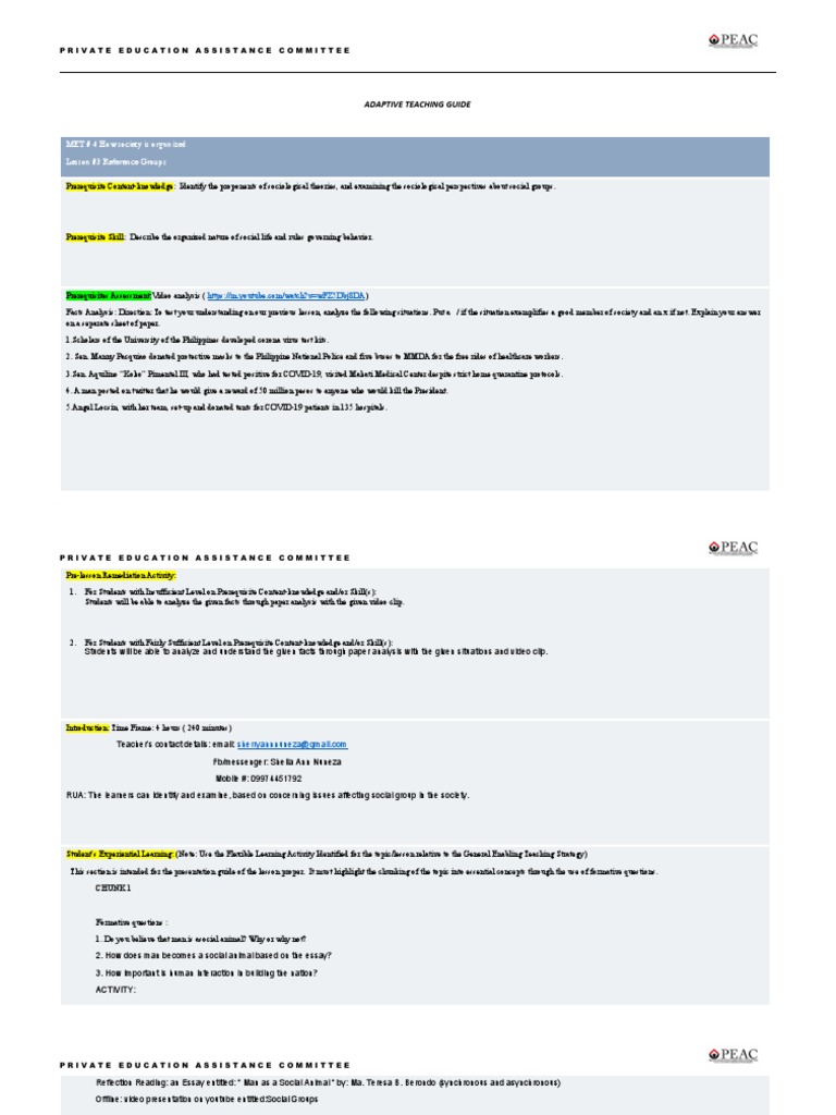 Adaptive Teaching Guide Template | PDF | Social Group | Learning