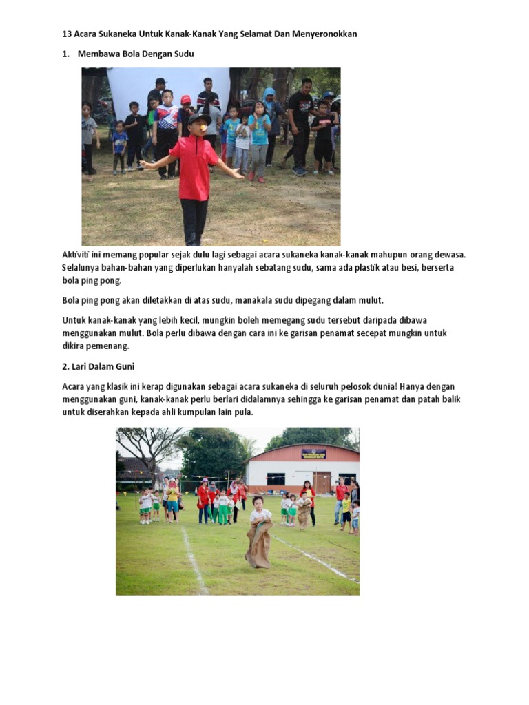 13 Acara Sukaneka Untuk Kanak | PDF