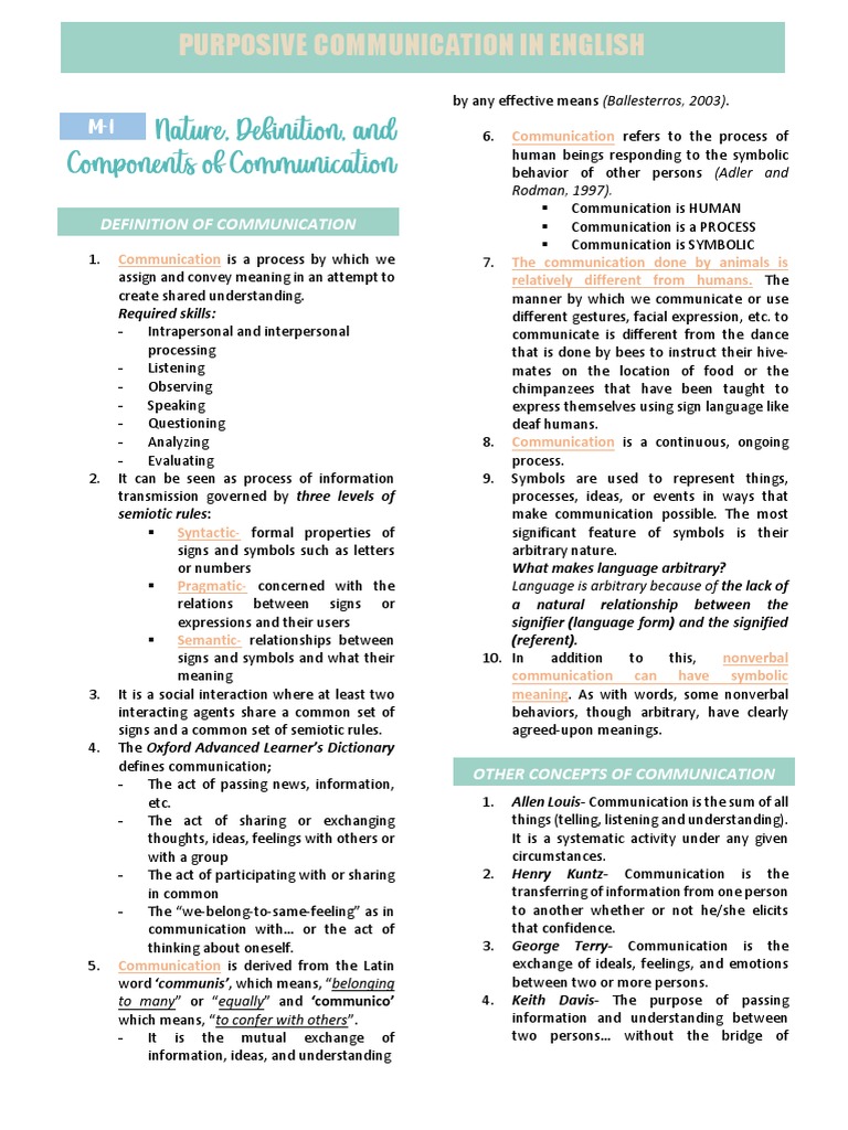 Purposive Communication Complete Lecture Notes | PDF | Communication ...