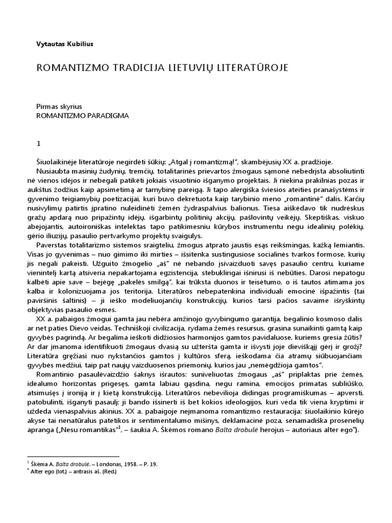 Vytautas Kubilius. Romantizmo Tradicija Lietuvių Literatūroje - LG0001C ...