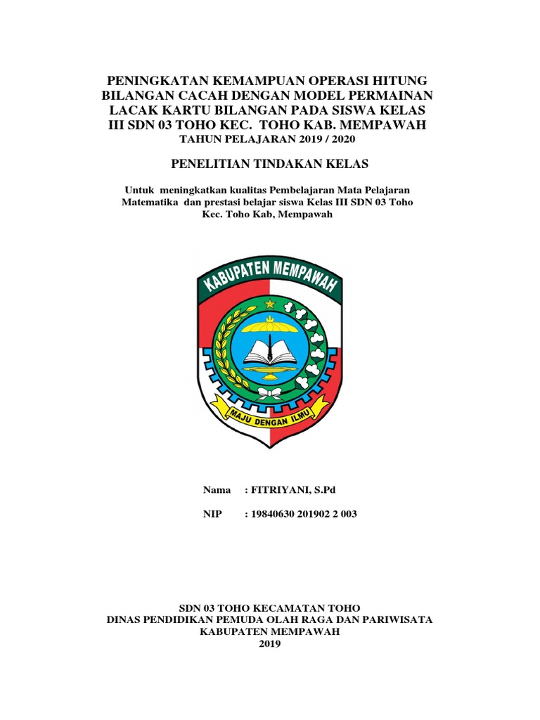 PTK Kelas 3 SD PENINGKATAN KEMAMPUAN OPERASI HITUNG BILANGAN CACAH DENGAN MODEL PERMAINAN LACAK ...