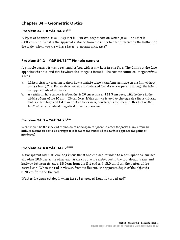Univeresity Physics Problems Chapter 34 | PDF | Optics | Natural Philosophy