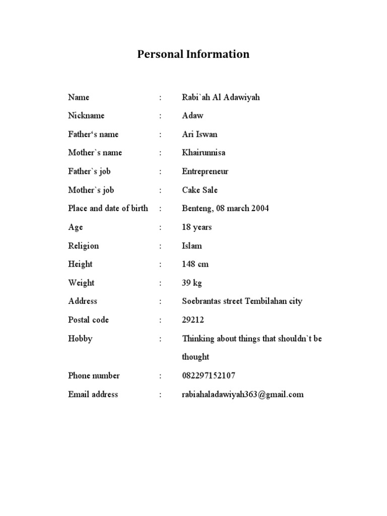 Personal Information | PDF