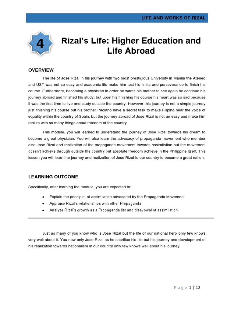 MODULE-4 Life and Works of Rizal For S | PDF | Freemasonry | Manila