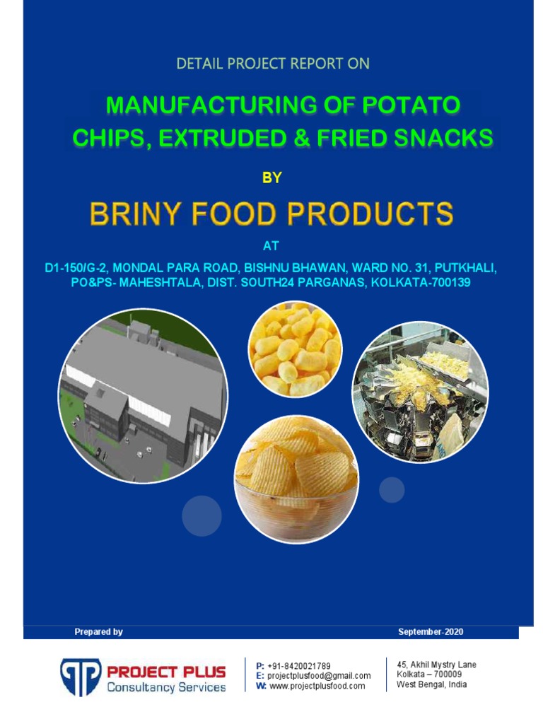 Manufacturing of Potato Chips, Extruded & Fried Snacks: Detail Project ...