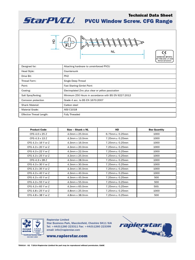 TDS014-02 CFG 2 | PDF | Screw | Manufactured Goods
